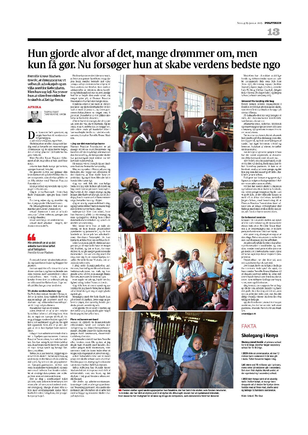 HPF Founder Pernille's journey makes headlines - Human Practice Foundation